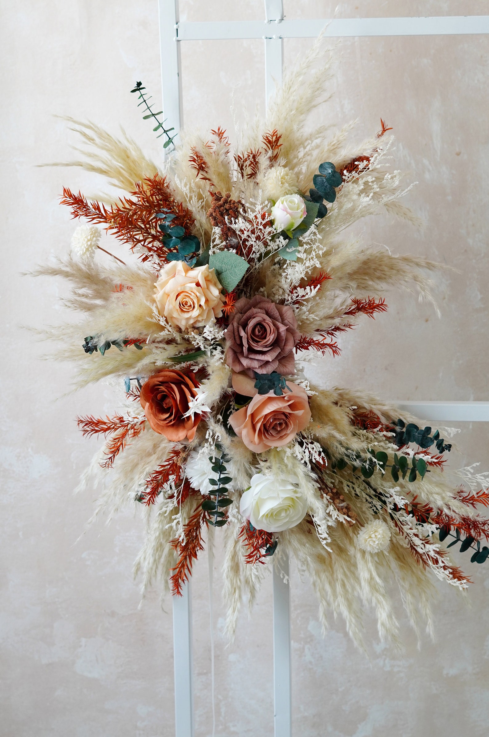 Bohemian Dusty Burnt Orange Silk Flowers Dried Flowers Wedding Arch ...