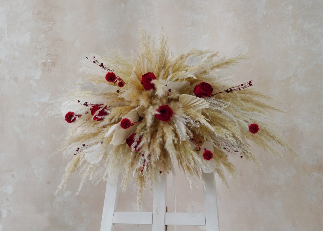 Bohemian Natural Color Preserved Flower Dried Flowers Wedding Arch ...