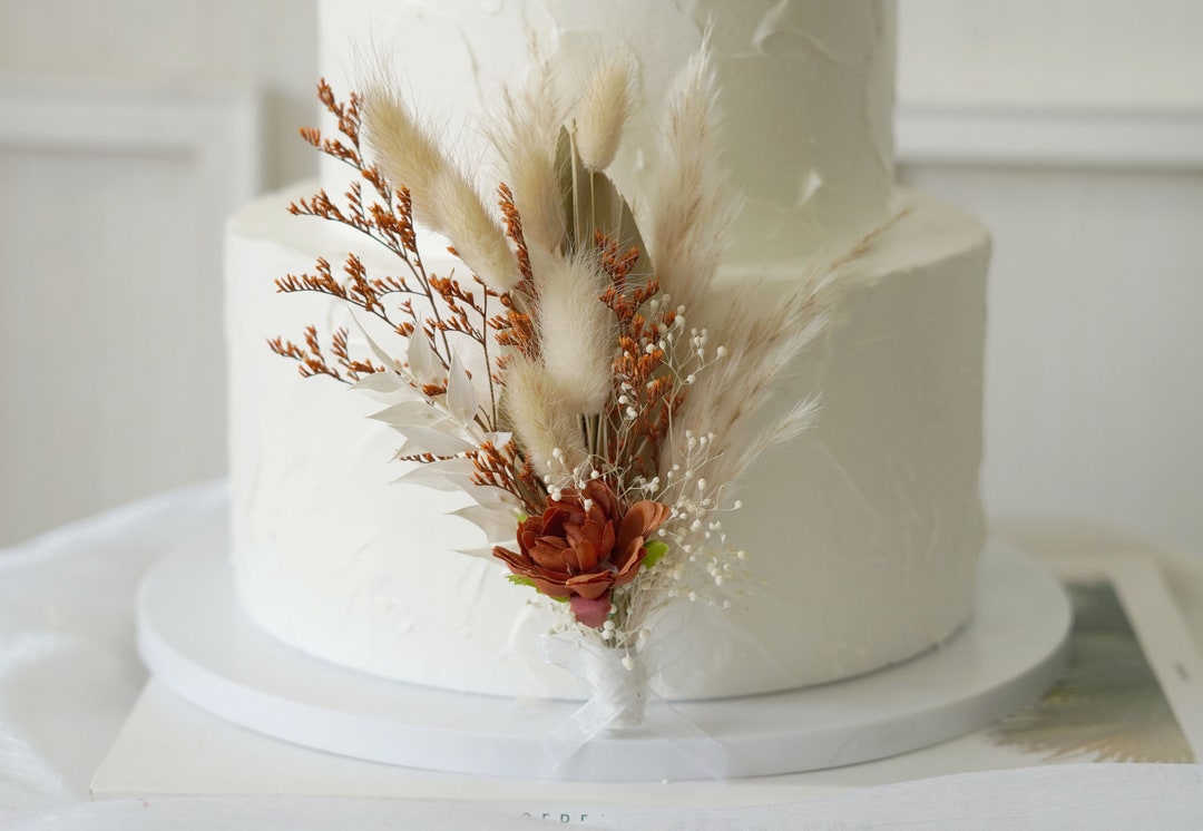Rust Orange/burnt Orange Topper Dried Flowers Cake Topper Cake Topper ...