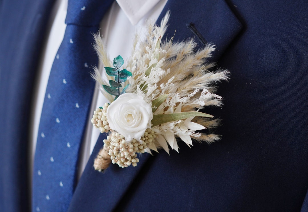 Bohemian Dried Straw Flower Wedding Boutonniere,groomsmen Pin ...