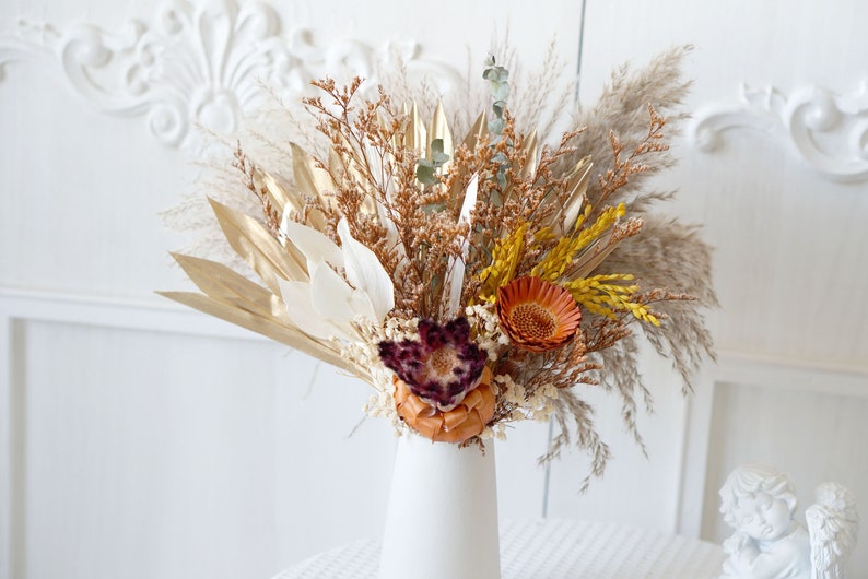 Rust Orange/burnt Orange Pampas Grass Bouquet,dried Flowers Bouquet ...