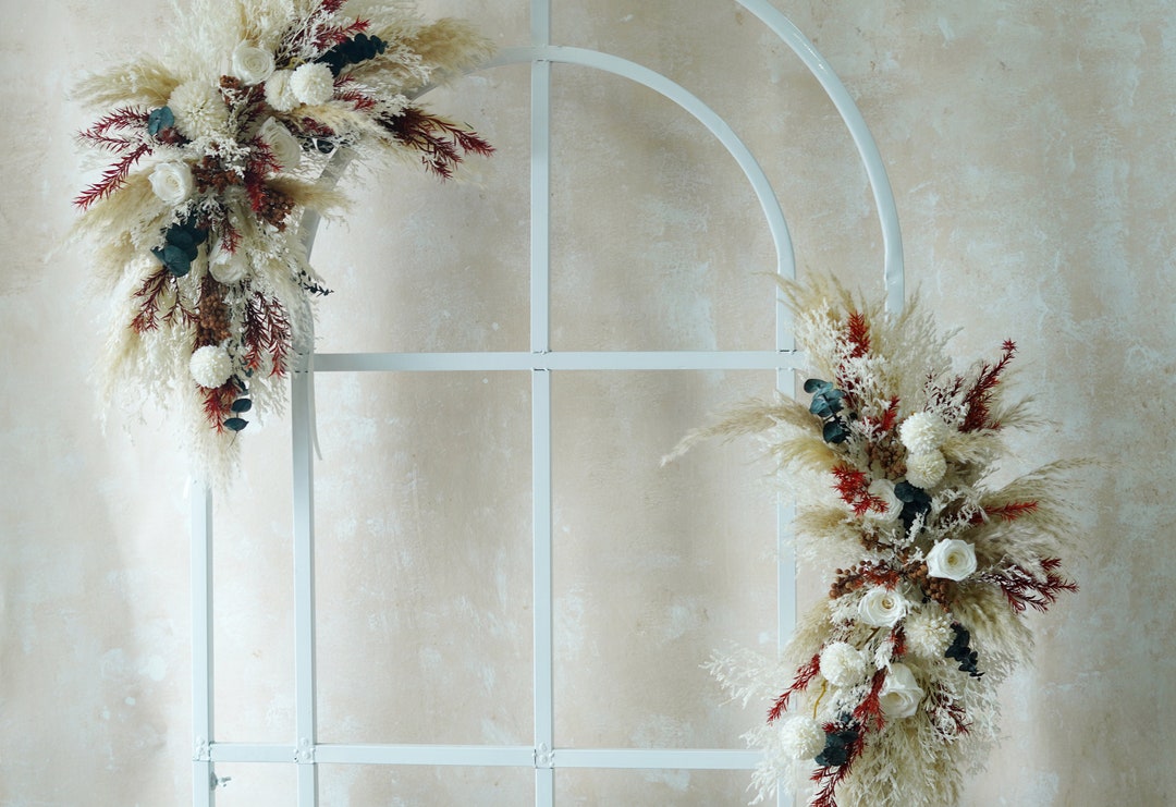 Bohemian Dusty Preserved Flowers Dried Flowers Wedding Arch,flower Swag ...