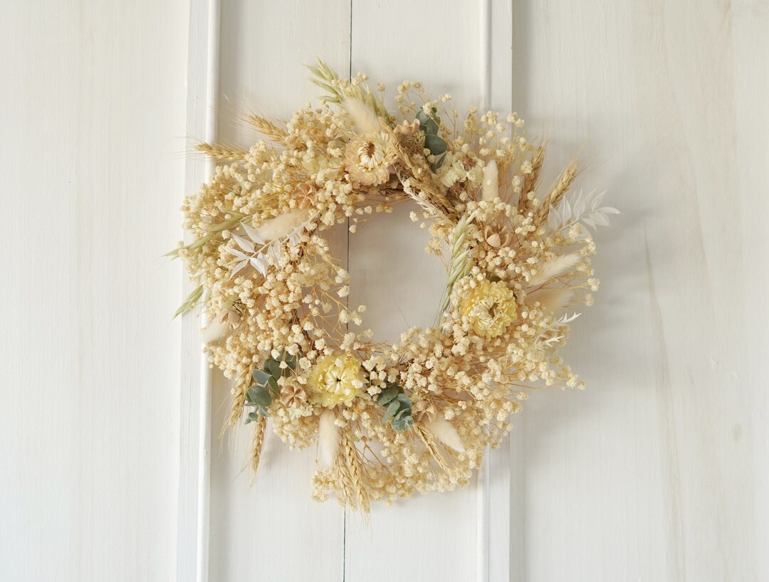 Dried Flower Farmhouse Wreath, Year Round Wreath, Front Door Wreath ...