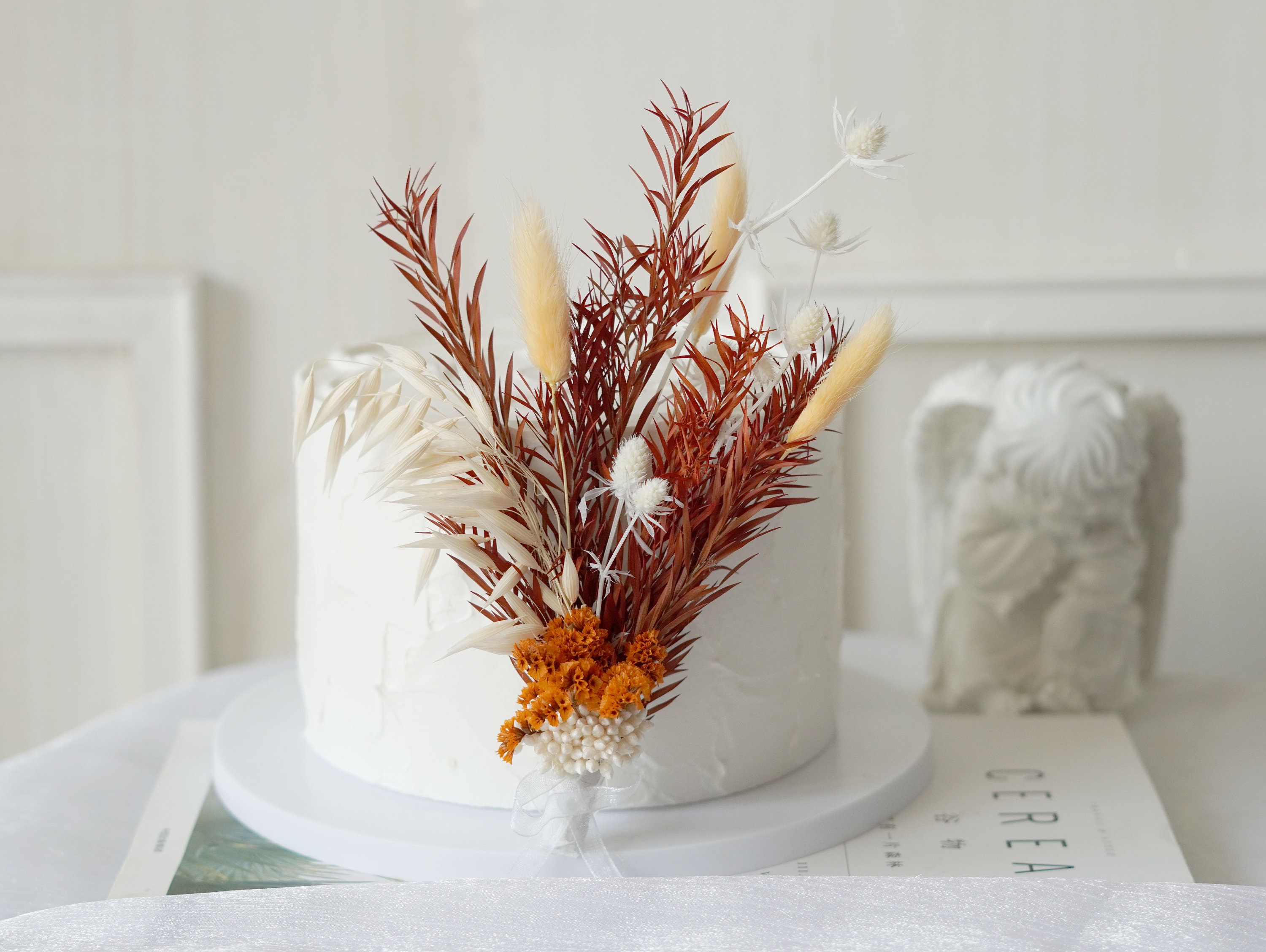 Rust Orange/burnt Orange Topper Dried Flowers Cake Topper - Etsy