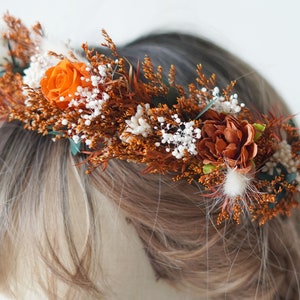 Rust Orange/burnt Orange Flower Crown - Dried Flowers, Artificial ...