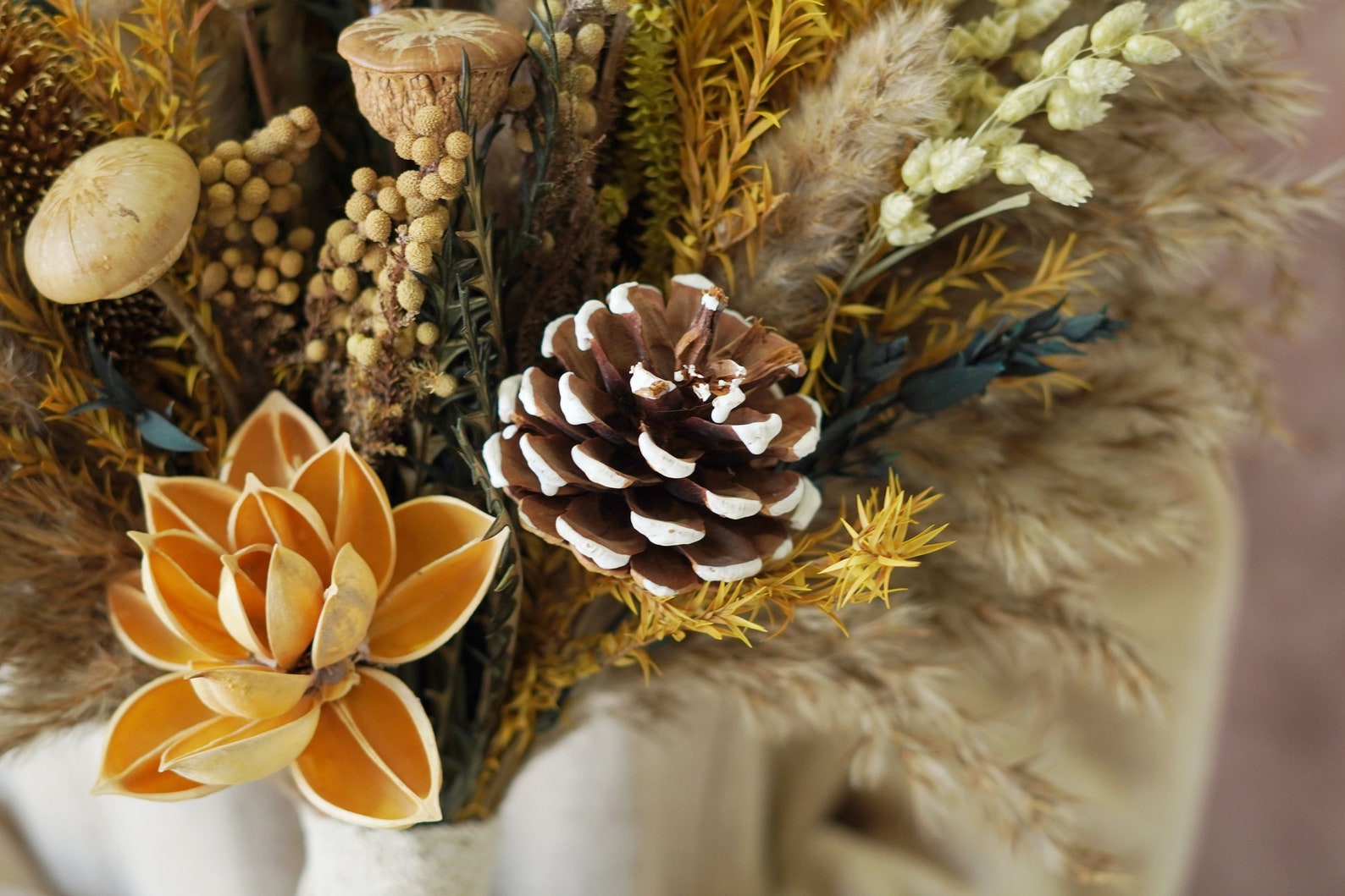 Wedding Bouquet Dried Bridal Bouquet/dry Flower Wedding, Rustic Boho ...