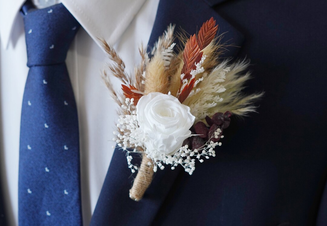 Bohemian Dried Straw Flower Wedding Boutonniere,groomsmen Pin ...