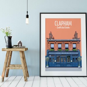 Clapham Poster Print, the Bobbin Pub, South West London, Customised ...