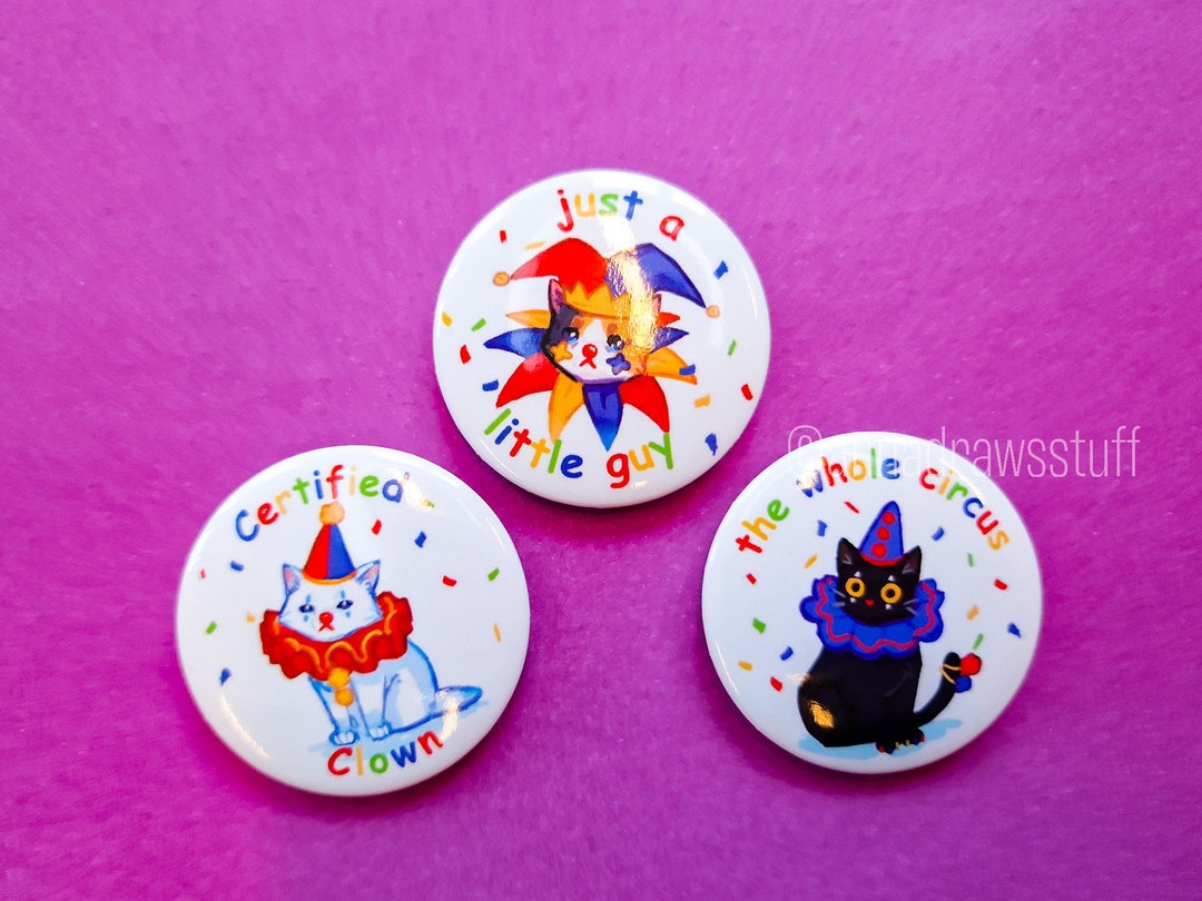 Clown Cat Buttons- Pinback Button Set - 38mm / 1.5 Inch Buttons - Etsy