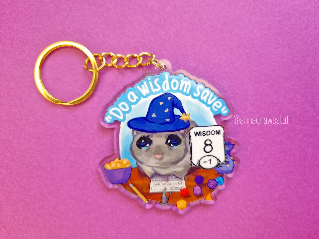 Wisdom Save Hamster Dnd Keychain - 2.5 Inch Double Sided Acrylic ...