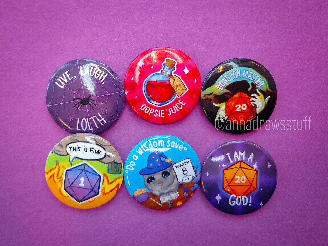 Dungeons and Dragons Buttons - 38mm/1.5 Inch - TTRPG Pinback Button ...