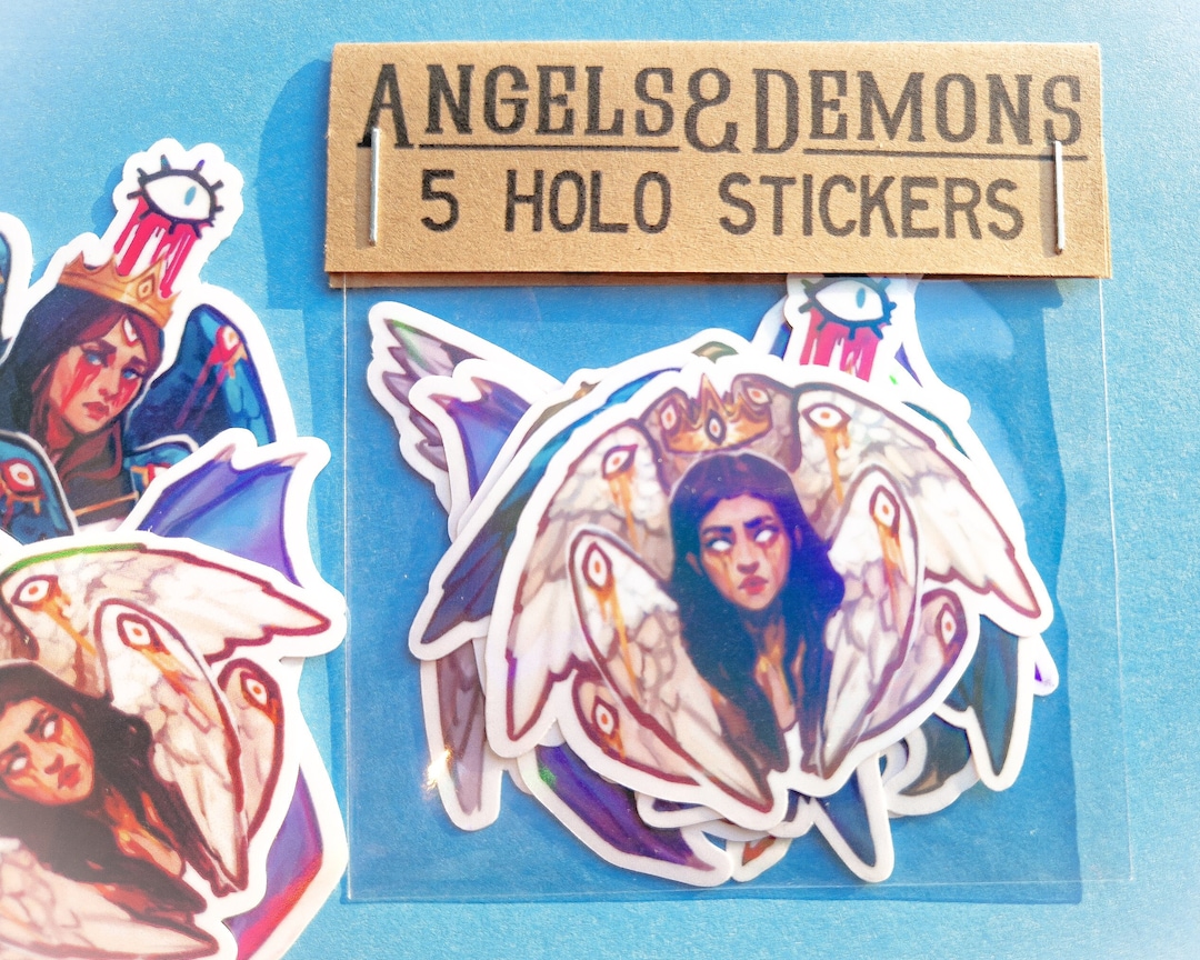 Angels and Demons Sticker Pack - 5 Holographic Waterproof Stickers ...