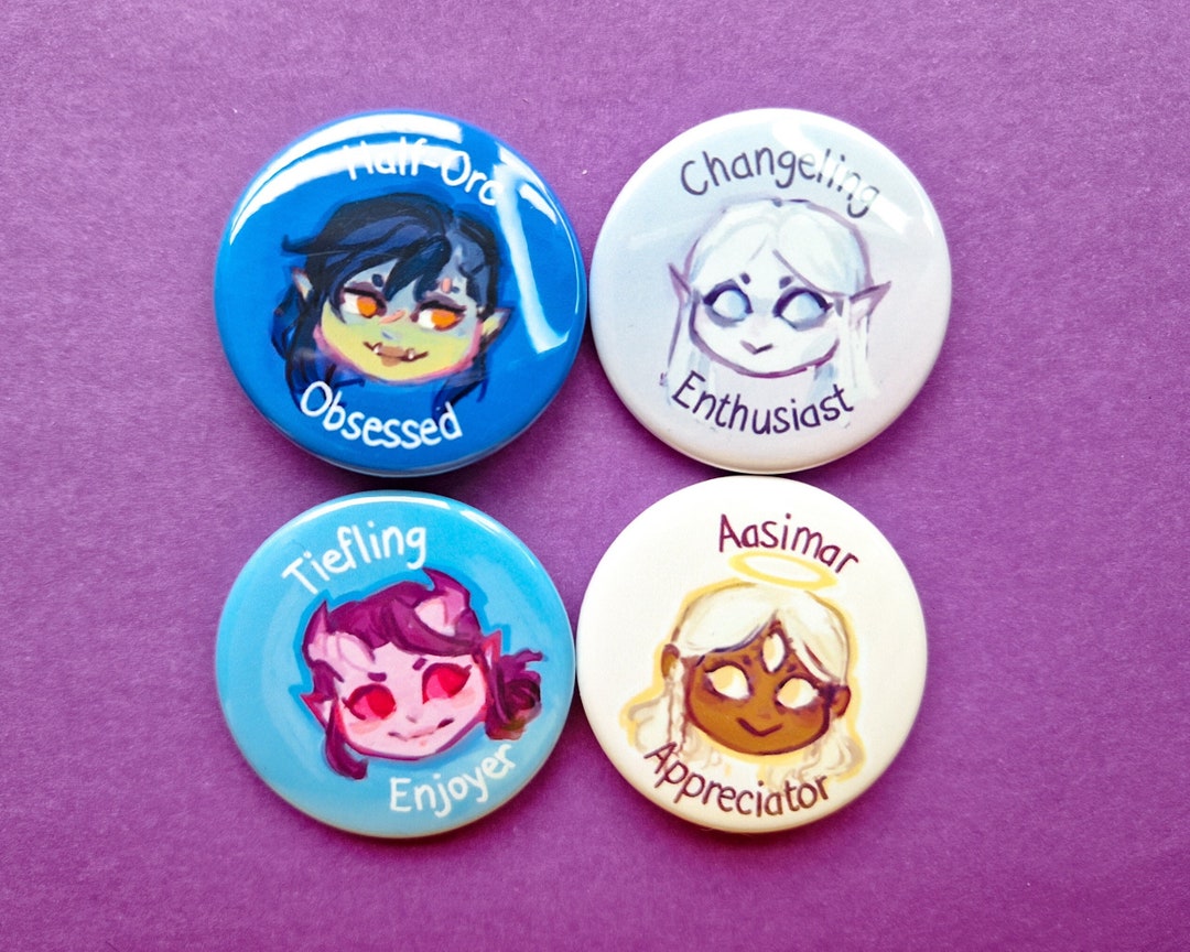 Dnd Race Buttons - 38mm/1.5 Inch - Half Orc, Tiefling, Aasimar ...