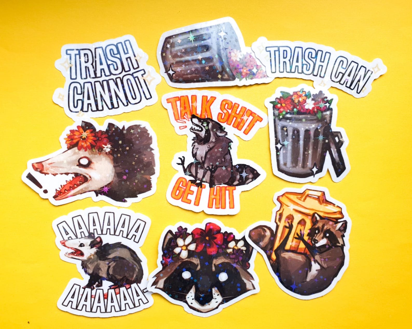 Trash Critters Sticker Pack - 9 Holographic Glossy Waterproof Stickers ...