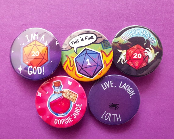 Dungeons and Dragons Buttons 38mm/1.5 Inch This is Fine - Etsy Canada