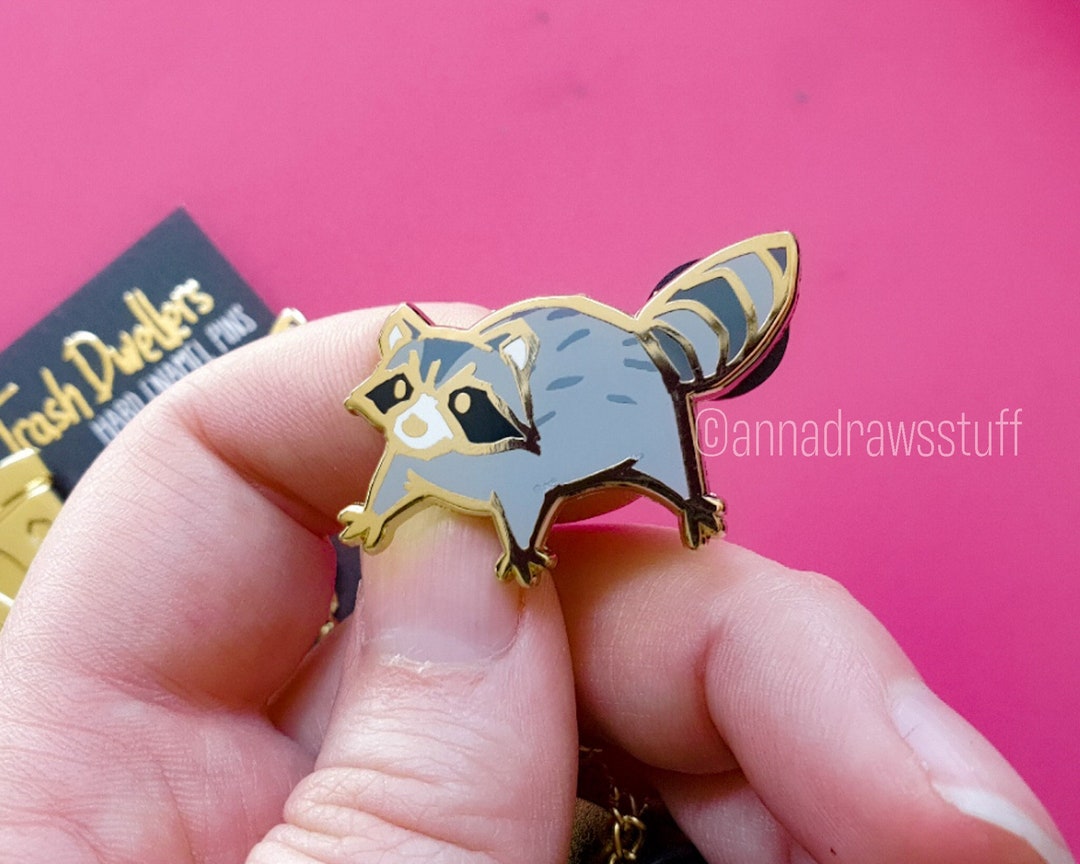 Angry Raccoon Pin - Hard Enamel Pin - Trash Dwellers - Gold Plating - Etsy