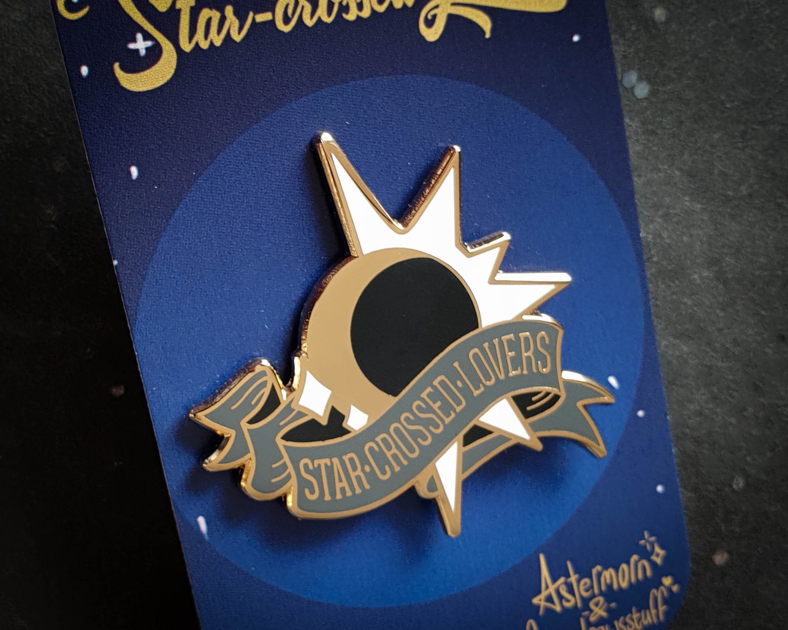 The Eclipse Hard Enamel Pin Gold Plating Black/white and | Etsy