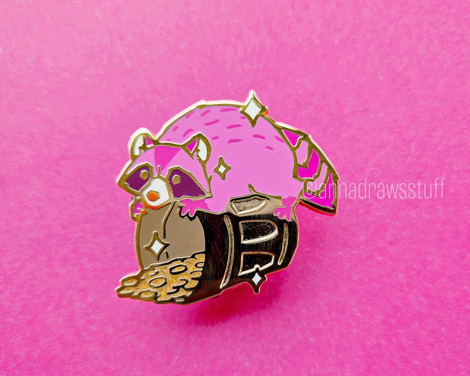 Treasure Raccoon Enamel Pin: Gold Plated Hard Enamel - Trash Dwellers ...