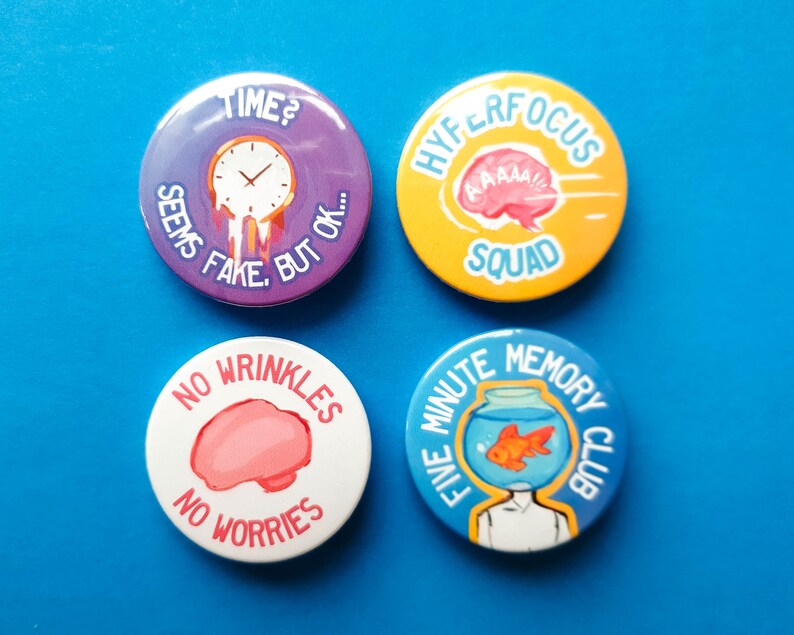 ADHD pinback button pack 38mm/1.5 inch As set or seperate | Etsy