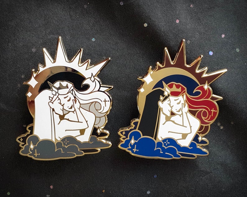 The Lovers Enamel Pin: Gold Plated, Hard Enamel, Star-crossed Lovers - Etsy