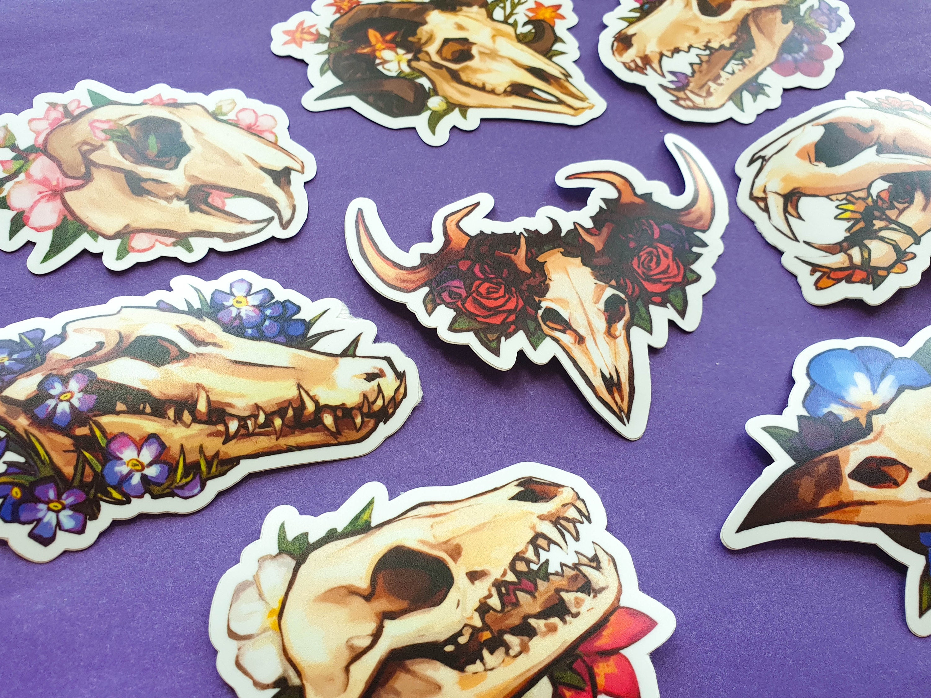 Vinyl Animal Skull Stickers 3x3inch Alligator Deer Cat - Etsy Israel
