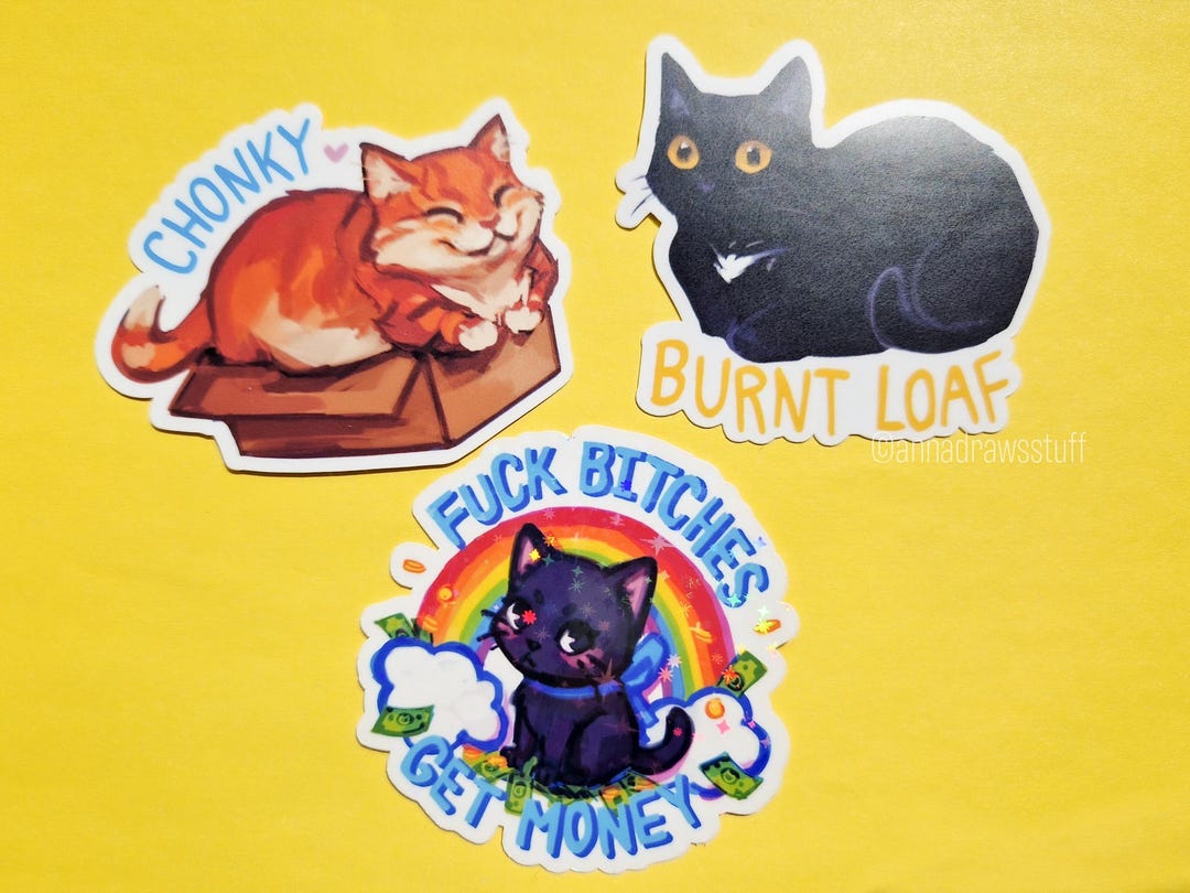 Funny Cat Stickers - Waterproof Vinyl Stickers - 3 Inches - Chonky ...