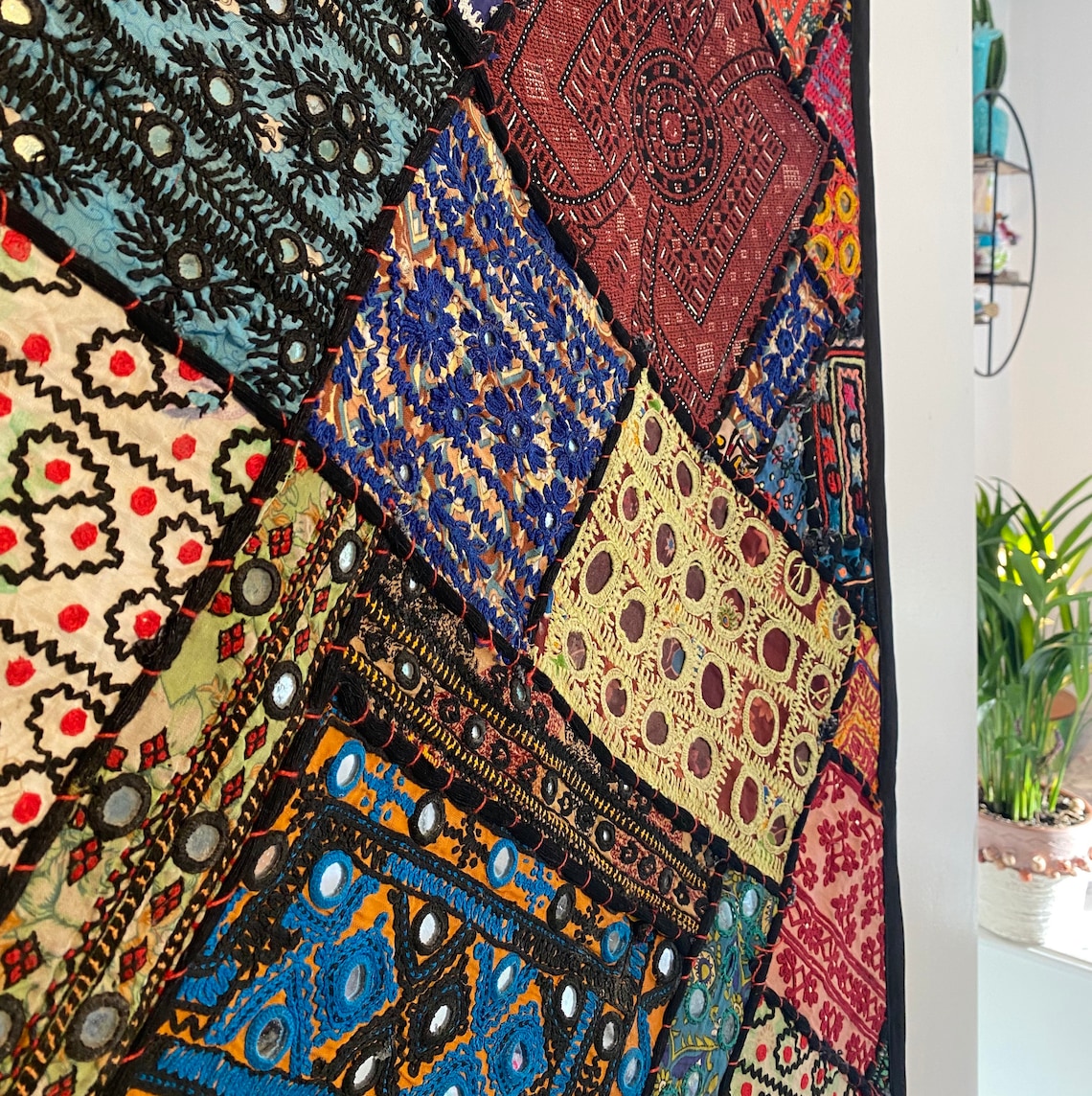 VINTAGE TAPESTRY Pakistani Indian Sindh Patchwork Design Applique Work ...