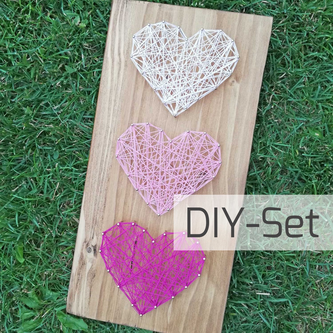 DIY "3 Herzen" – Fadenbild Bastelset, String Art - Etsy