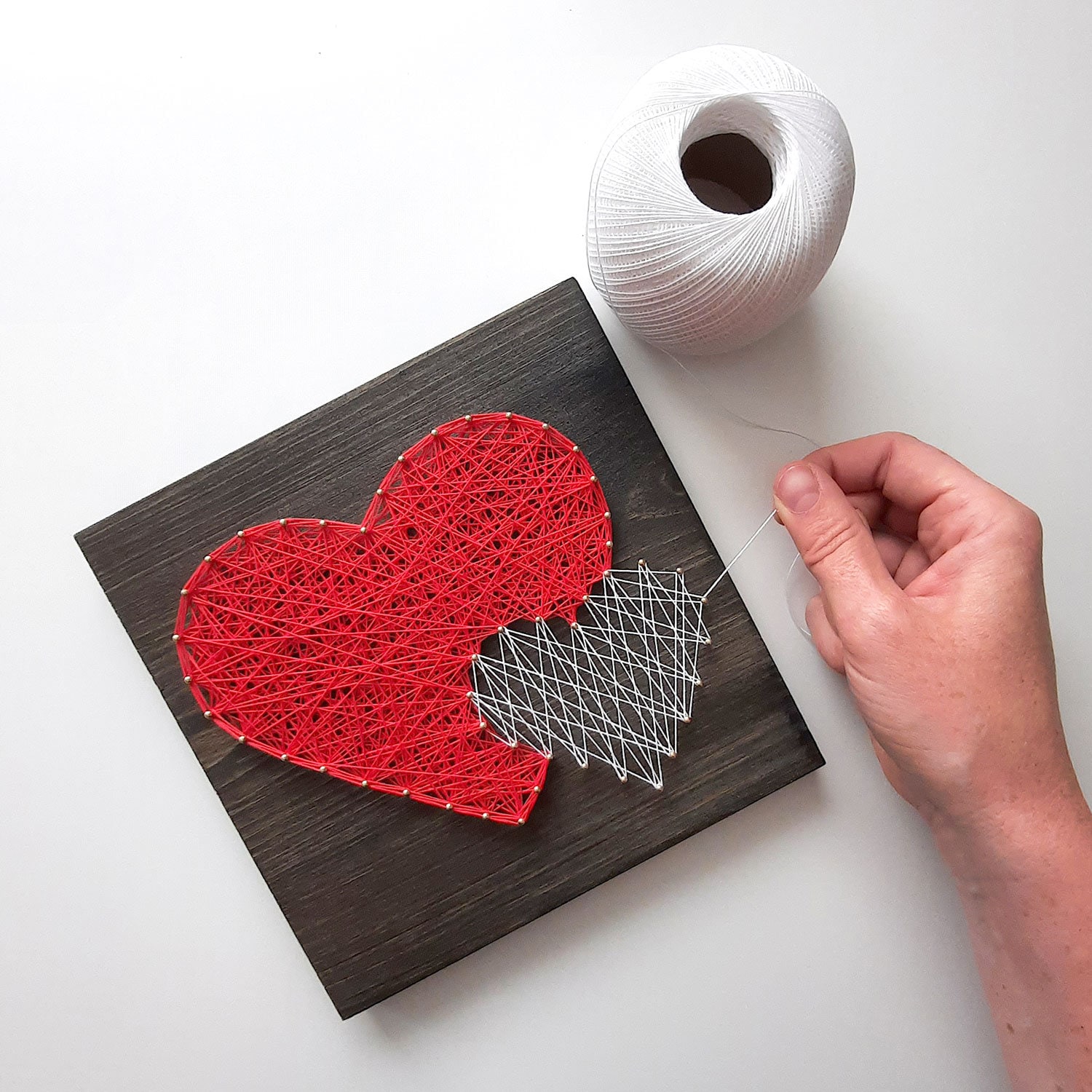 DIY Doppelherz Fadenbild Bastelset Midi 19 x 19 - Etsy 日本