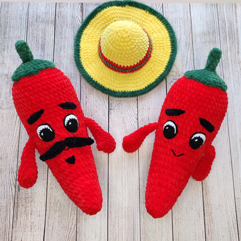 CROCHET PATTERN Hot Chili Pepper in Sombrero Hat Amigurumi - Etsy
