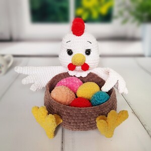 Crochet Pattern Amigurumi Easter Hen Basket With Eggs, Easter Decor ...