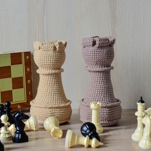 No Sew Chess Set Crochet Pattern – QUEEN, KING, Rook, Pawn, Knight ...