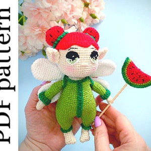 PDF Pattern Fairy Doll, Crochet Pattern Doll, WATERMELON FAIRY ...