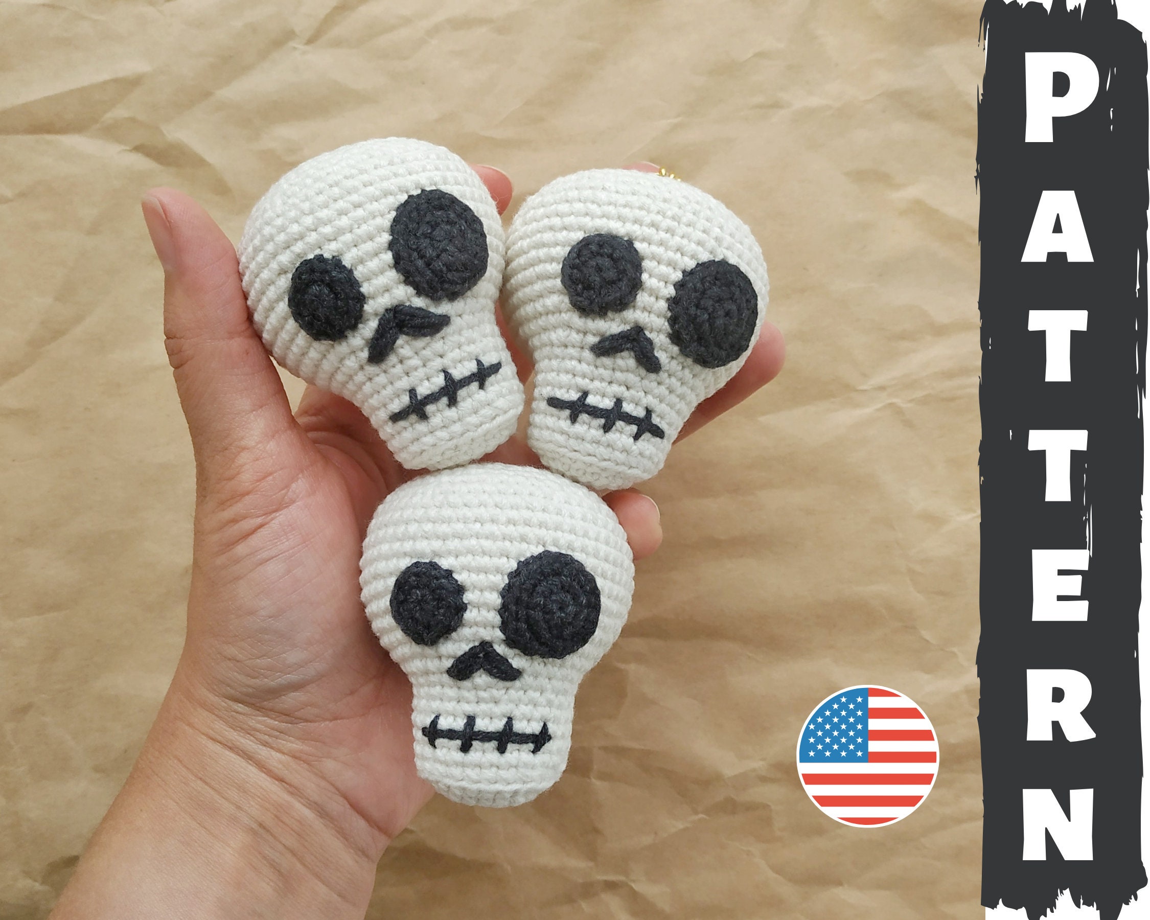 Crochet Keychain Pattern PDF in English Skull Keychain - Etsy