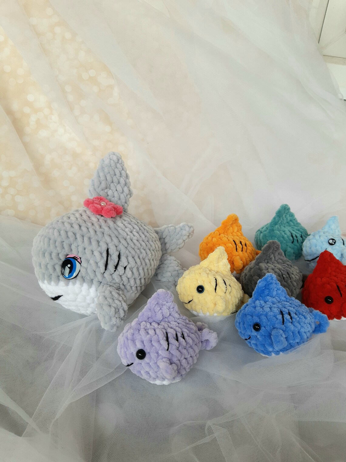 Baby Shark Family Crochet Pattern,mom and Baby Shark Crochet Tutorial ...