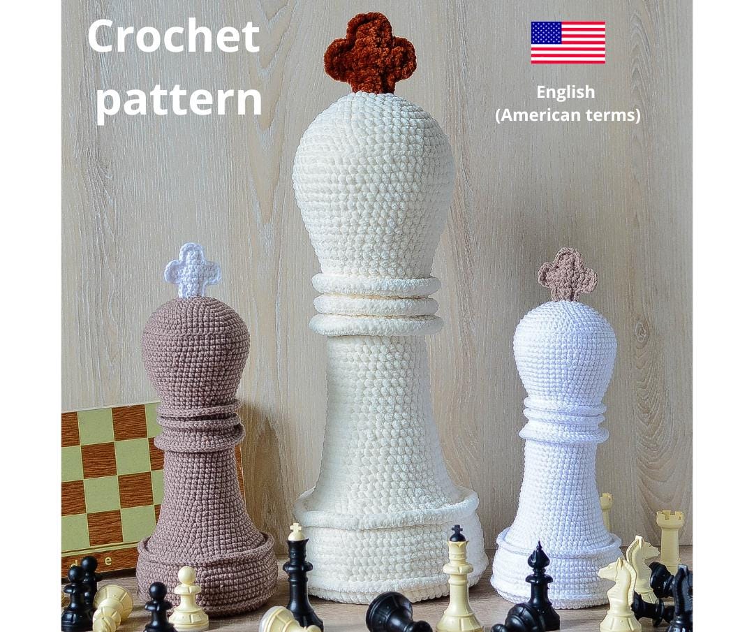 No Sew Chess Piece KING Crochet Pattern, Amigurumi Chess Piece KING ...