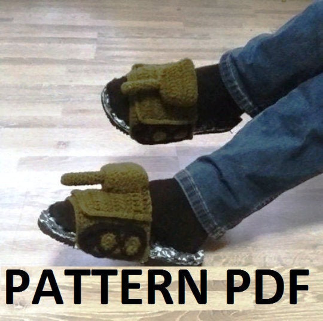 Crochet Pattern Tank Men Slippers, World of Tanks - Etsy