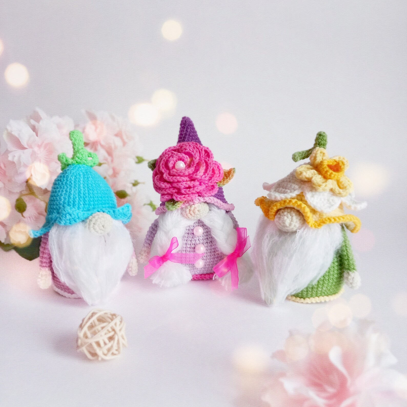 PDF Pattern of Crocheted Flower Gnomes Bell Gnome Rose | Etsy