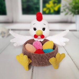 Crochet Pattern Amigurumi Easter Hen Basket With Eggs, Easter Decor ...