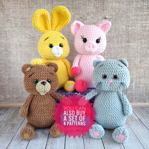 BUNNY + 3 CLOTHES SET Crochet Pattern, Plush Bunny With Crochet Toy ...
