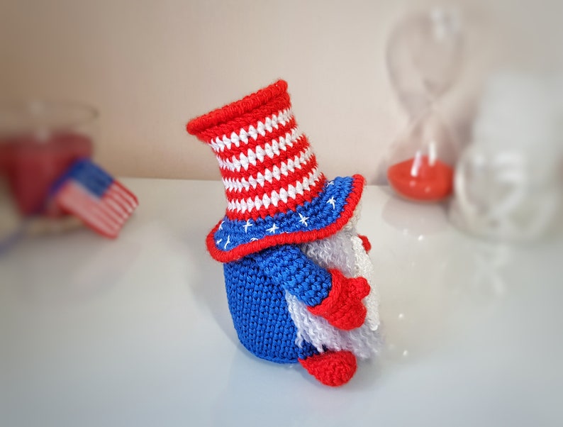 Patriotic Gnome With Flag American Gnome Pattern Gnome - Etsy