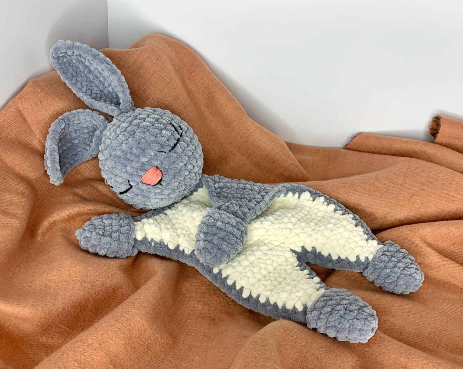 BUNNY Plush Lovey Crochet Pattern Rabbit Security Blanket Toy Amigurumi ...