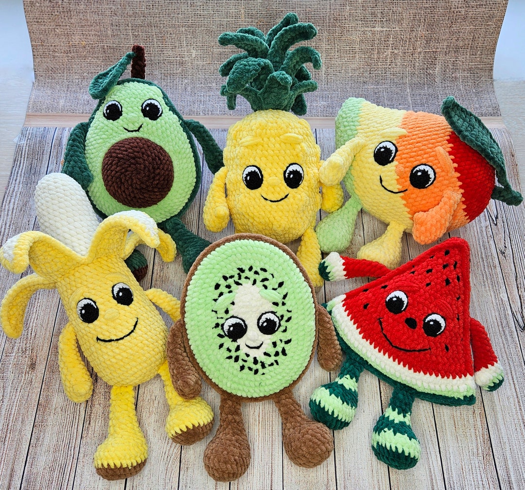CUTE FRUITS Crochet Patterns: Pineapple, Banana, Avocado, Watermelon ...