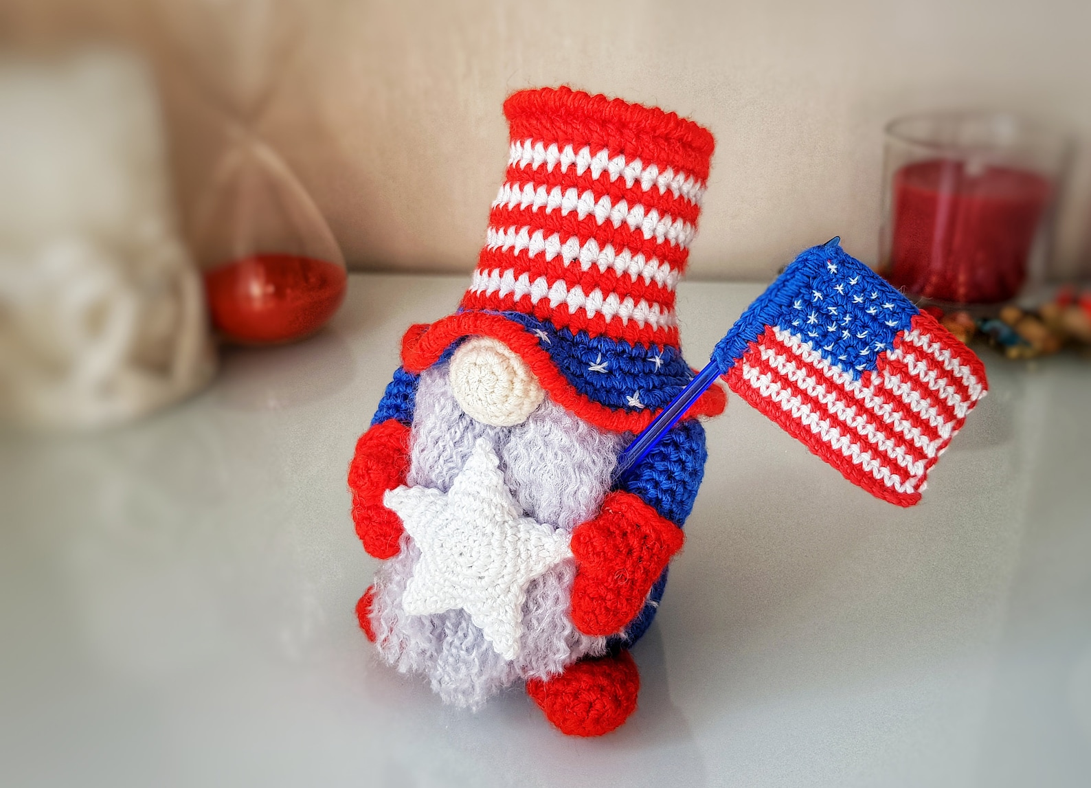 Patriotic Gnome With Flag American Gnome Pattern Gnome - Etsy