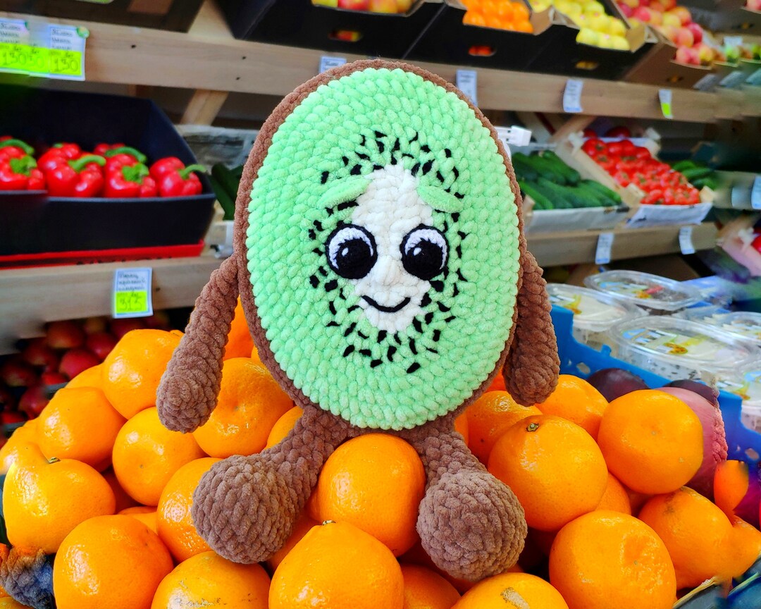 CROCHET KIWI PATTERN, Amigurumi Kiwi Fruit With Eyes, Mouth and Hands ...