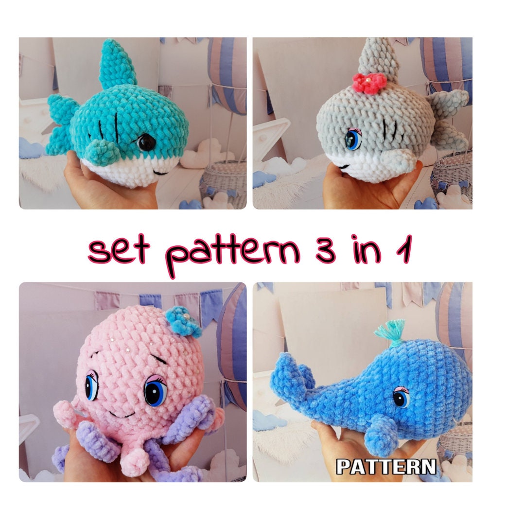 Crochet Sea Animals: Shark, Whale, Octopus Crochet Patterns 3 in 1 Pdf ...