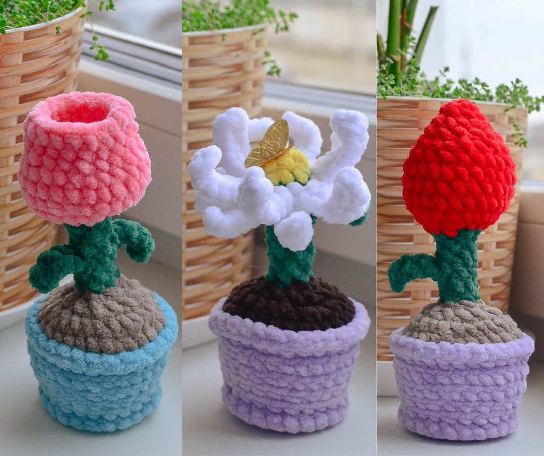 Flowers Crochet Pattern - Mini Amigurumi Pattern - Mini Plant Pot ...
