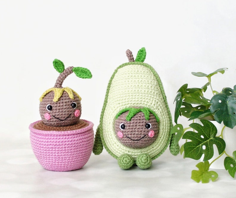 Avocado Family Crochet Pattern - Amigurumi Baby and Mum Avocado ...