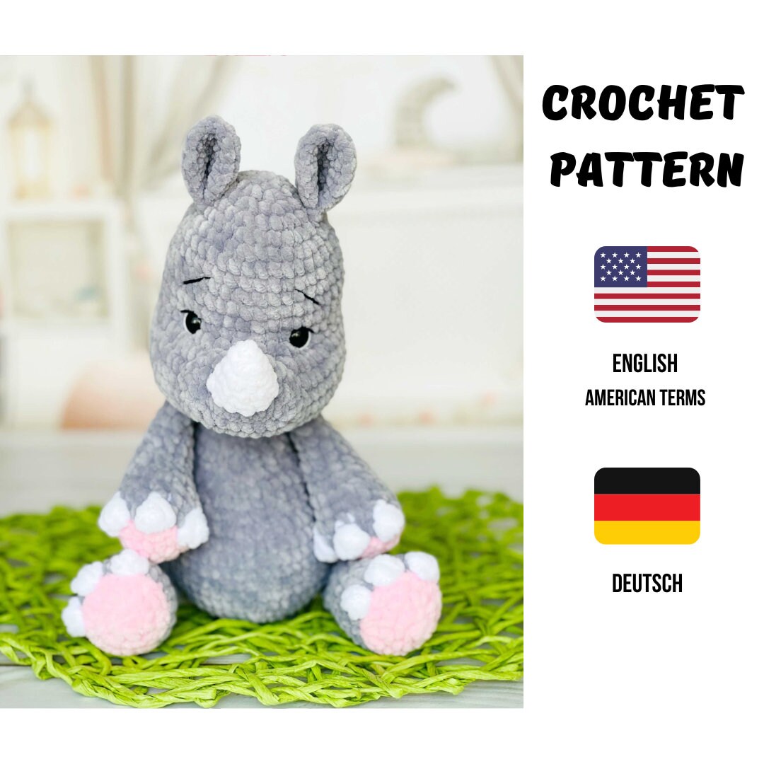 CROCHET PATTERN Rhino / Rhino Crochet Pattern PDF / Amigurumi Rhino ...