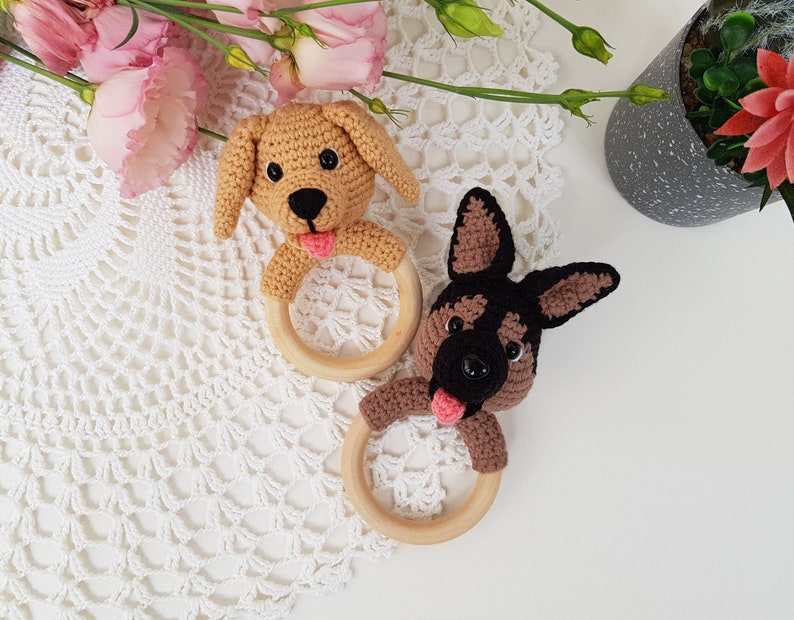 Crochet Patterns Set Baby Rattle Dog German Shepherd - Etsy